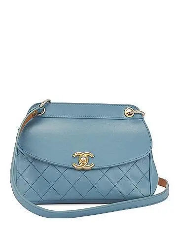 Chanel Calfskin Curve Flap Bag - Blue