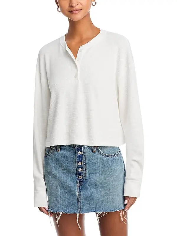 RE/DONE Waffle Boxy Henley Top - Off White