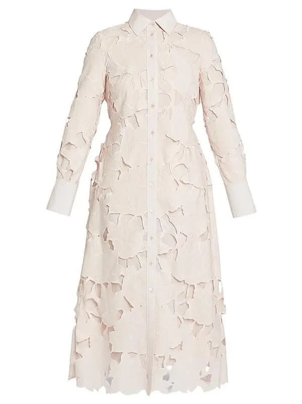Erdem Long Sleeve Shirt Dress - Cameo Pink