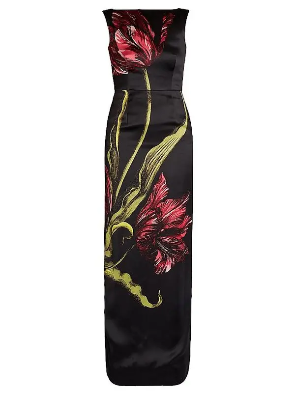 Erdem Sleeveless Gown - Etched Tulip Cherry