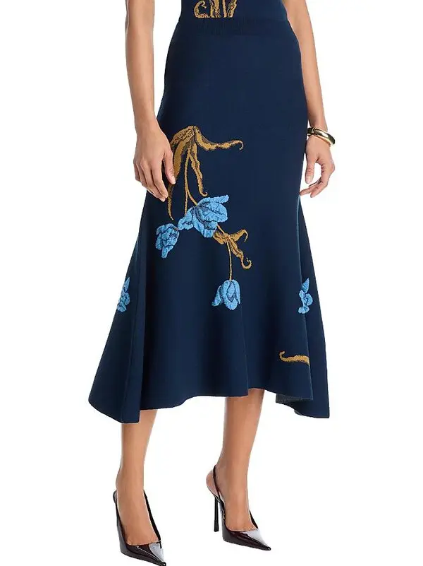 Erdem A-line Midi Skirt - Navy