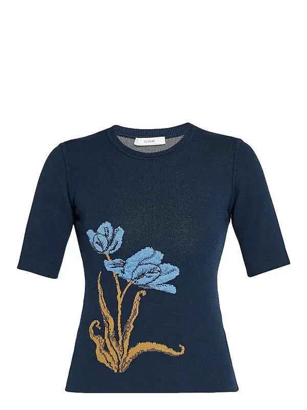 Erdem Short Sleeve Top - Navy