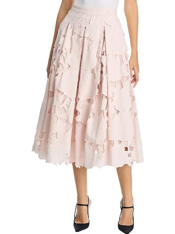 Erdem Lasercut Midi Skirt - Cameo Pink