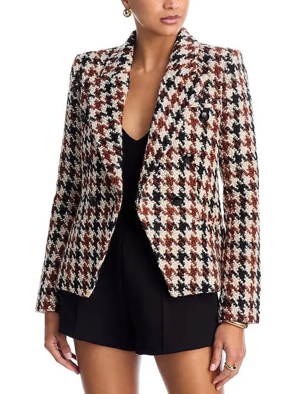 L'Agence Marie Double Breasted Blazer - Black/brown/cream