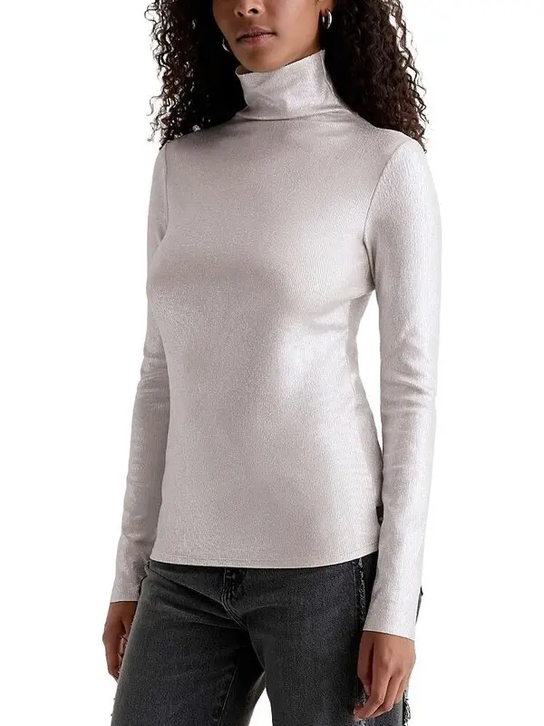 Ag Metallic Turtleneck - Powder/silver