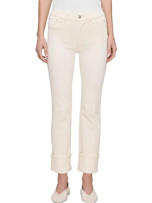 DL1961 Mara Straight Mid-rise Ankle Jeans - Crema Cuffed