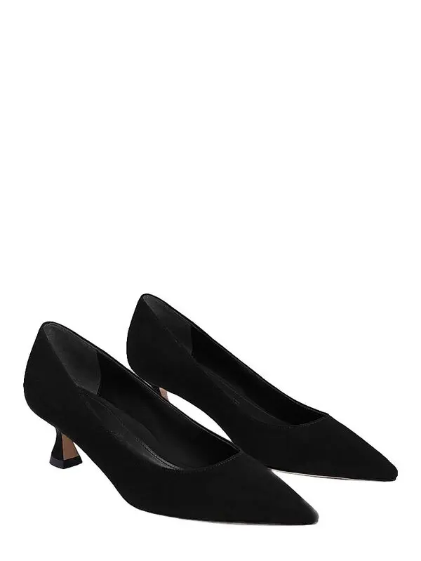 Marion Parke Suede Kitten Heel Pumps - Black