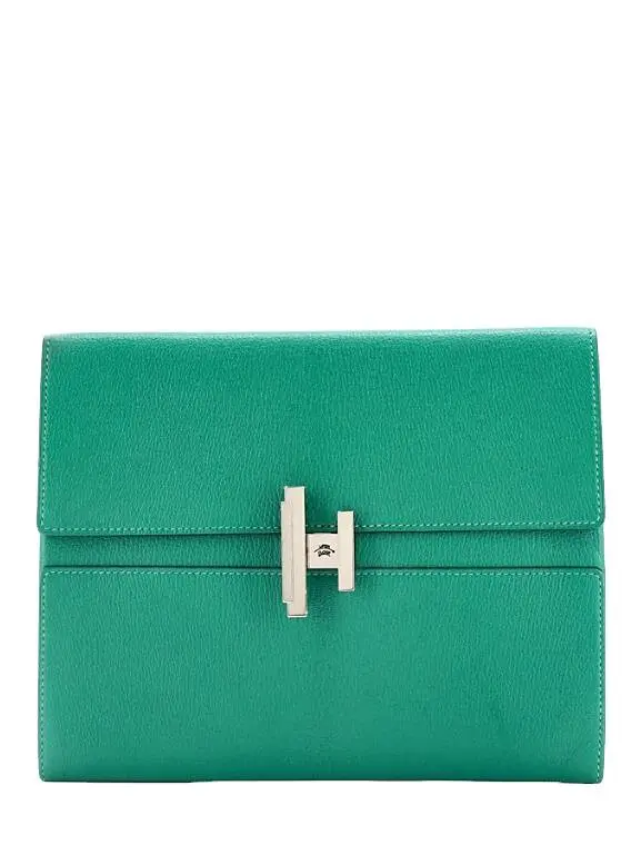 HERMES Cinhetic Clutch Chevre Mysore - Green
