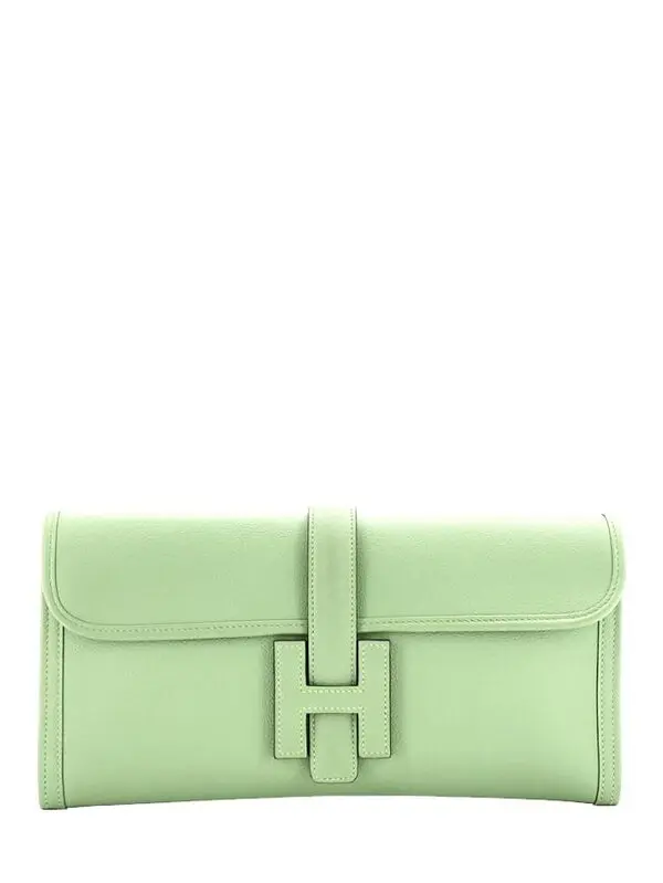 HERMES 29 Jige Elan Clutch Evercolor - Green
