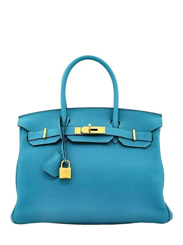 HERMES Birkin 30 Handbag With Gold Hardware - Turquoise