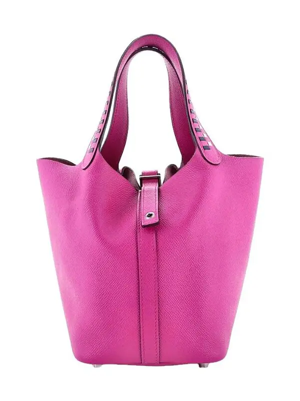 HERMES Pm Picotin Lock Bag Tressage Epsom - Pink
