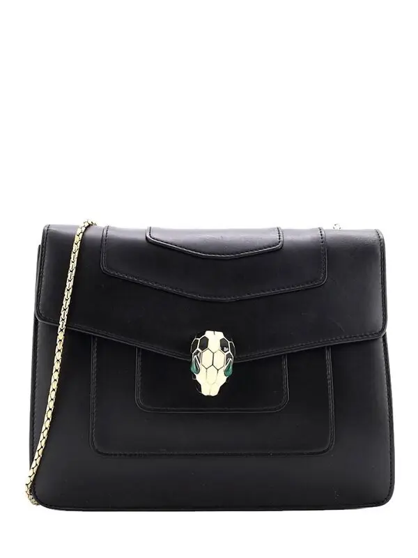 BVLGARI Medium Serpenti Forever Square Shoulder Bag - Black