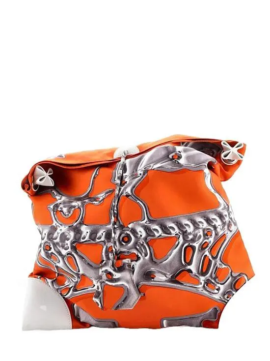HERMES Pm Silky City Bag - Print/ Orange/ Brown/ White