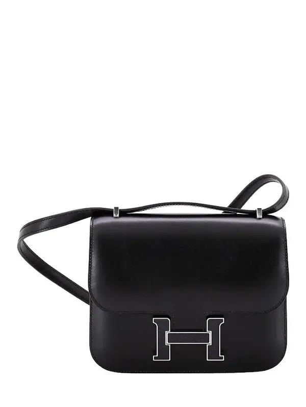 HERMES 18 Constance Bag Box Calf With Aventurine - Black