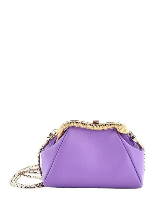 BVLGARI Micro Serpentine Leather Pouch Bag - Purple