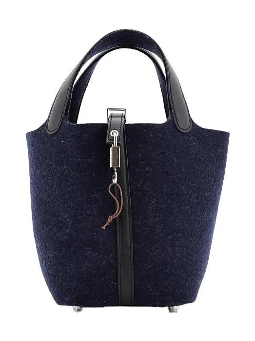 HERMES Picotin Lock Pm Bag Felt With Leather - Blue/ Black/ Blue
