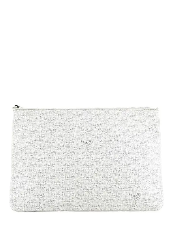 GOYARD Mm Senat Zip Pouch Coated Canvas - White