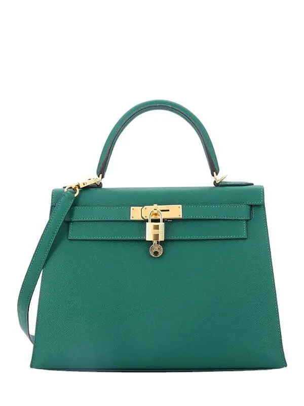 HERMES Kelly 28 Handbag Green Epsom With Gold Hardware - Vert Vertigo