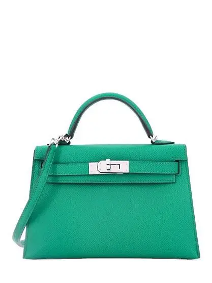 HERMES Kelly 20 Handbag With Palladium Hardware - Vert Jade