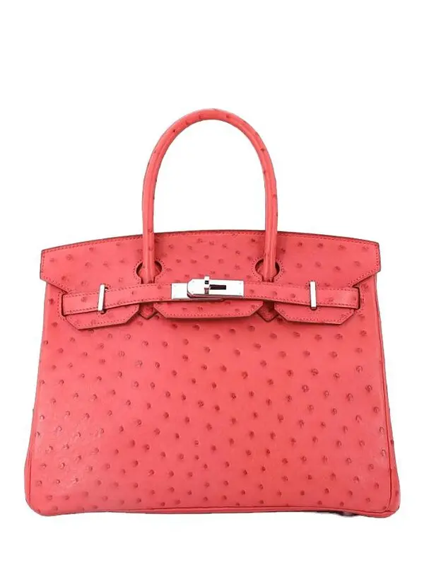 HERMES Birkin 30 Handbag Ostrich With Palladium Hardware - Bougainvillier