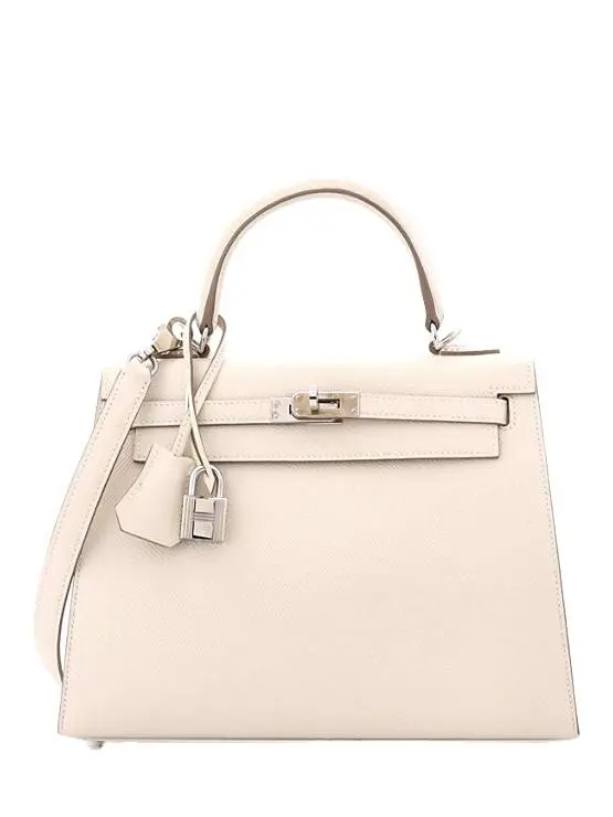 HERMES Kelly 25 Handbag With Palladium Hardware - Craie