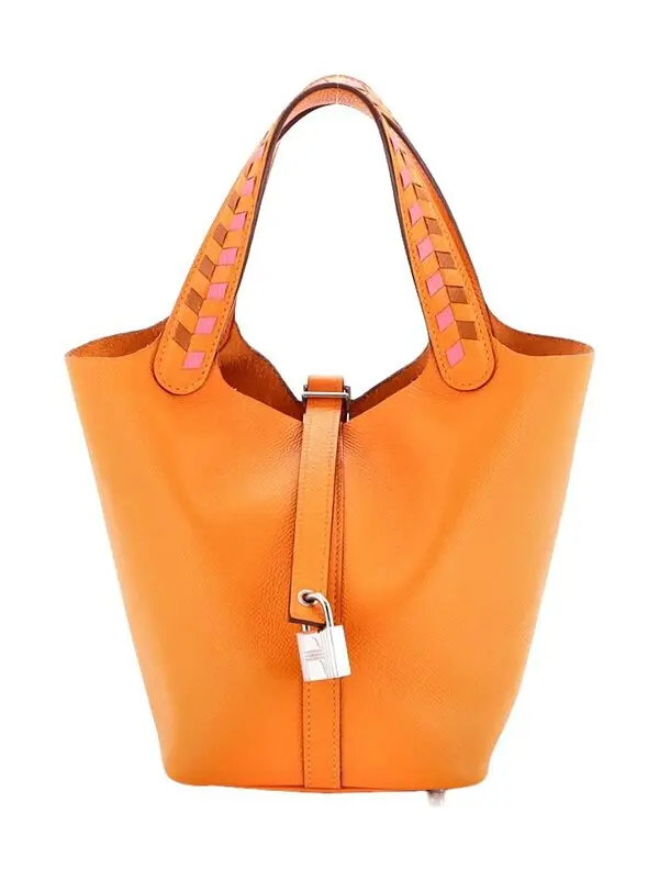 HERMES Pm Picotin Lock Bag Tressage Epsom - Orange