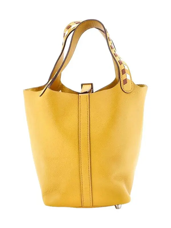 Hermès Pm Picotin Lock Bag Tressage Epsom - Yellow