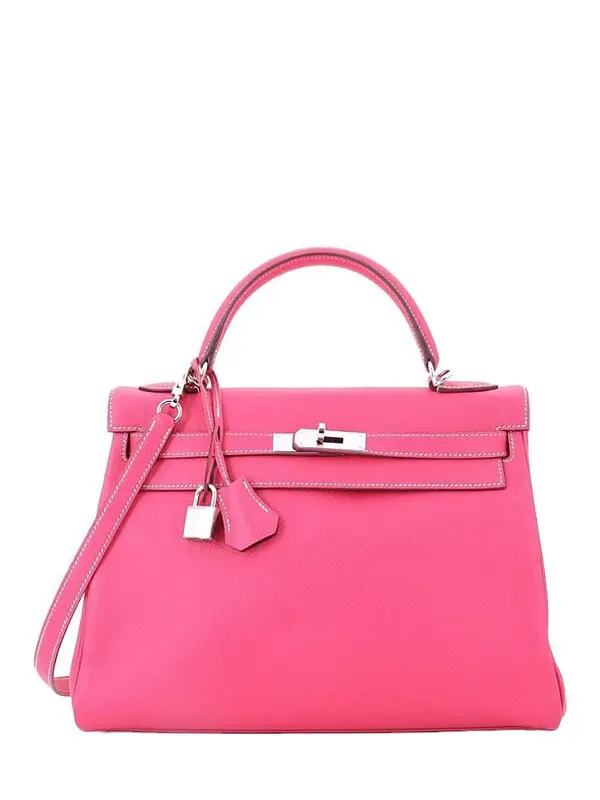 HERMES Kelly 32 Handbag Pink Epsom With Palladium Hardware - Rose Tyrien