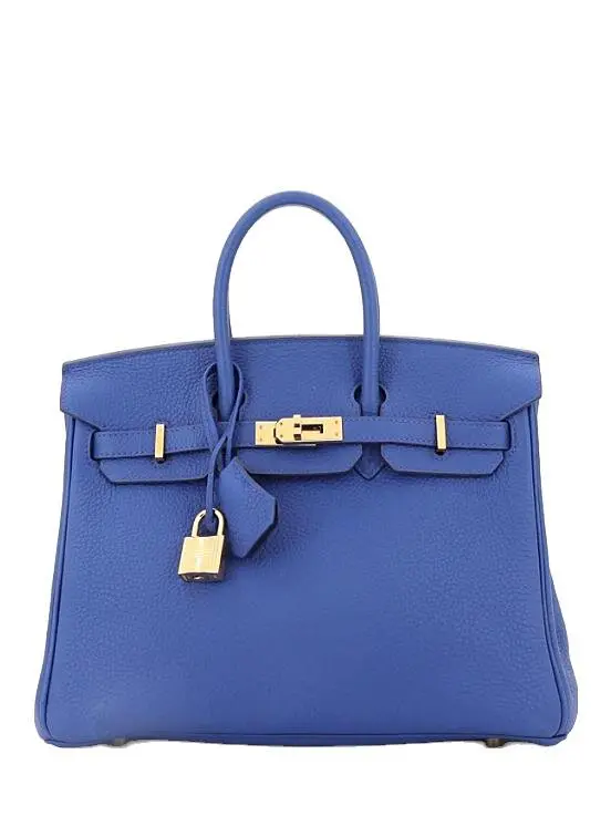HERMES Birkin 25 Handbag With Gold Hardware - Bleu France