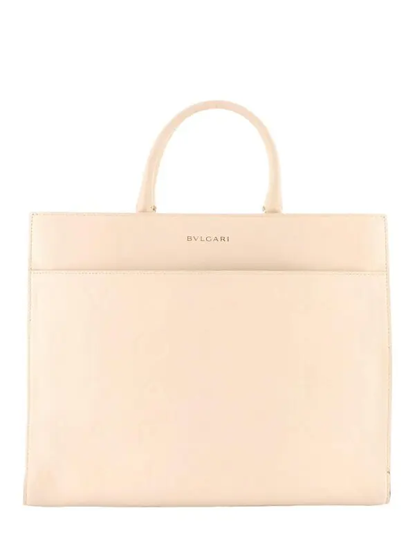 BVLGARI Medium Logo Convertible Leather Tote - Neutral