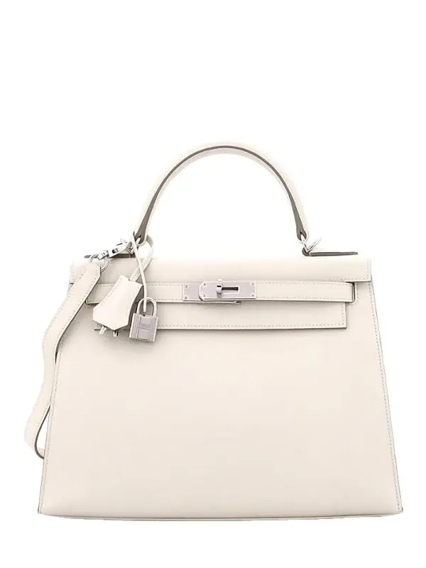HERMES Kelly 28 Handbag With Palladium Hardware - Craie