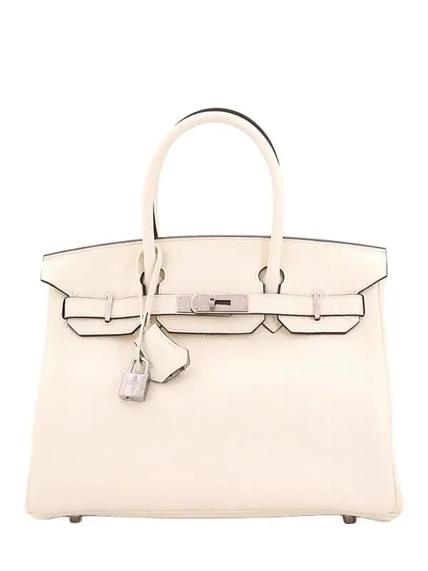 HERMES Birkin 30 Handbag Clemence With Palladium Hardware - Nata