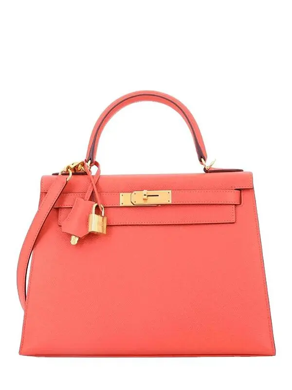 HERMES Kelly 28 Handbag - Rouge Pivoine