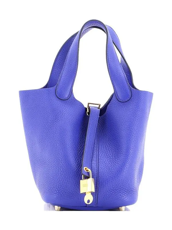 HERMES Pm Picotin Lock Bag Clemence - Blue