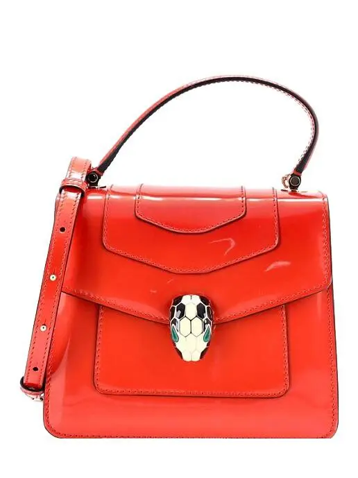 BVLGARI Small Serpenti Top Handle Bag - Red