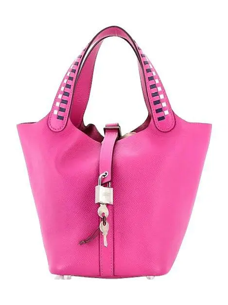 HERMES Pm Picotin Lock Bag Tressage Epsom - Pink