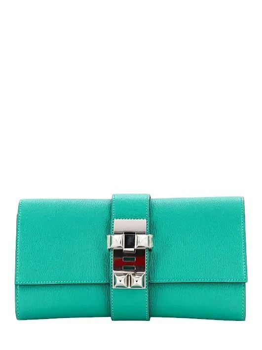 HERMES 23 Medor Clutch Chevre Mysore - Green