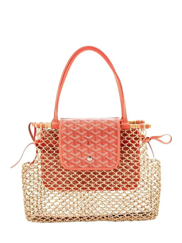 GOYARD Aligre Bag Raffia Net With Coated Canvas - Pink/ Natural/ Pink