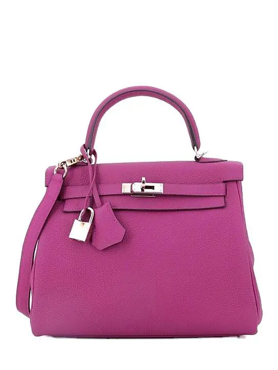 HERMES Kelly 25 Handbag - Rose Pourpre