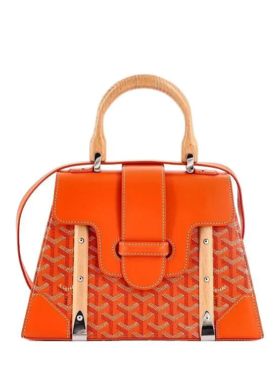 GOYARD Pm Saigon Top Handle Bag Coated Canvas With Leather - Orange