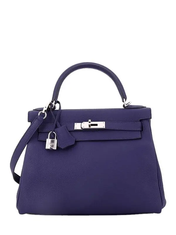 HERMES Kelly 28 Handbag - Bleu Encre