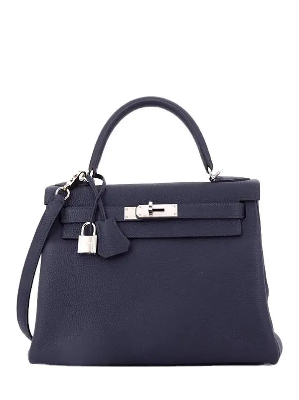 HERMES Kelly 28 Handbag - Bleu Nuit