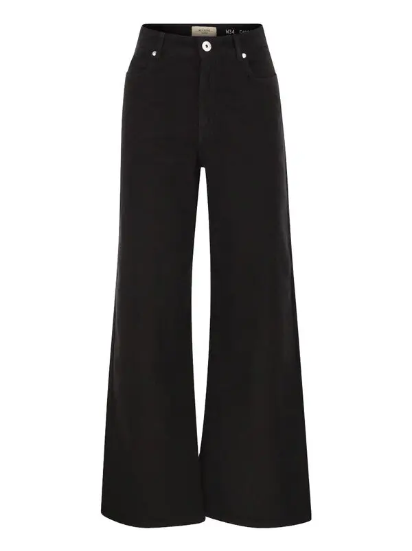 Max Mara Wide-leg Cotton Drill Trousers - Black