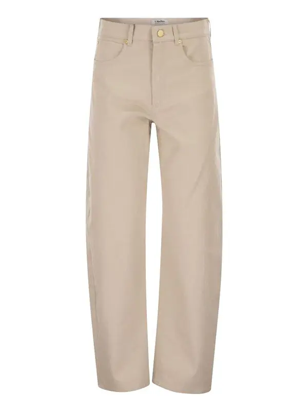 Max Mara Stretch Cotton Bull Trousers - Beige