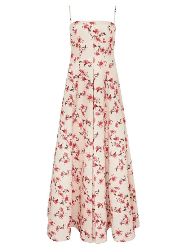 EMILIA WICKSTEAD Oceana Dress In Summer Lilies Print Taffeta Faille - Red