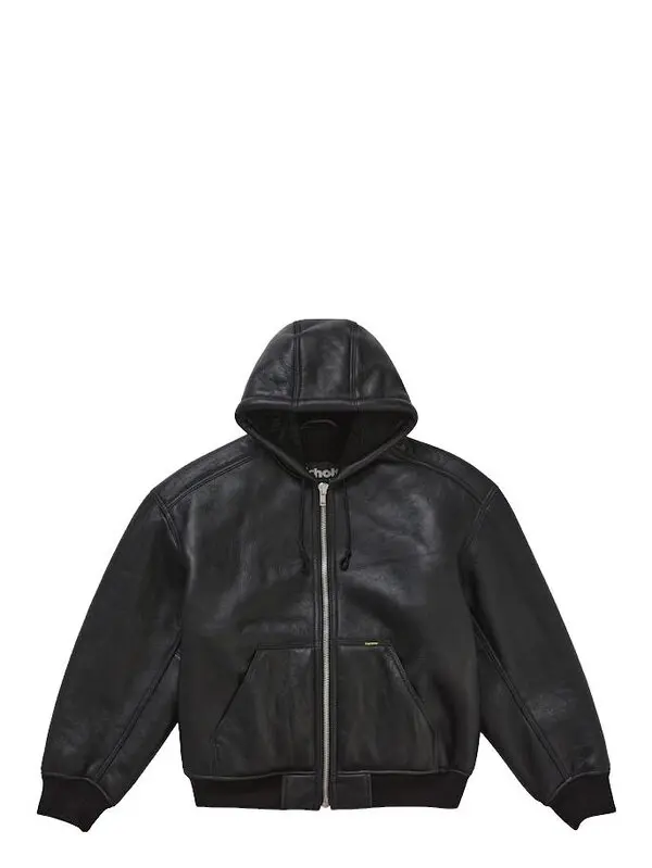 Supreme Shearling Hooded Work Jacket - Black