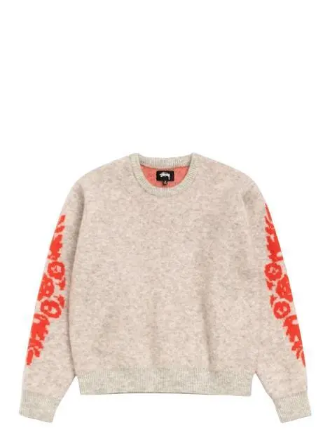 StÜssy Mohair Flower Sweater - Grey Heather