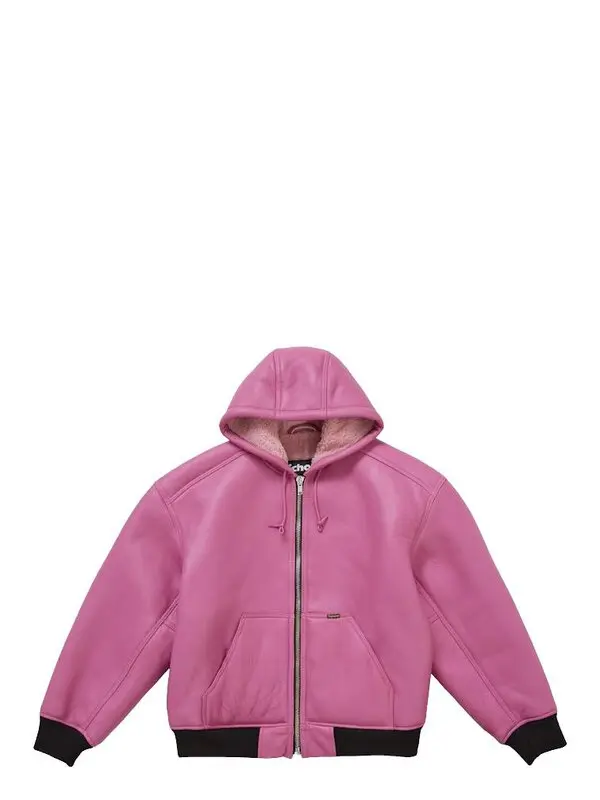 Supreme Schott Shearling Hooded Work Jacket - Pink