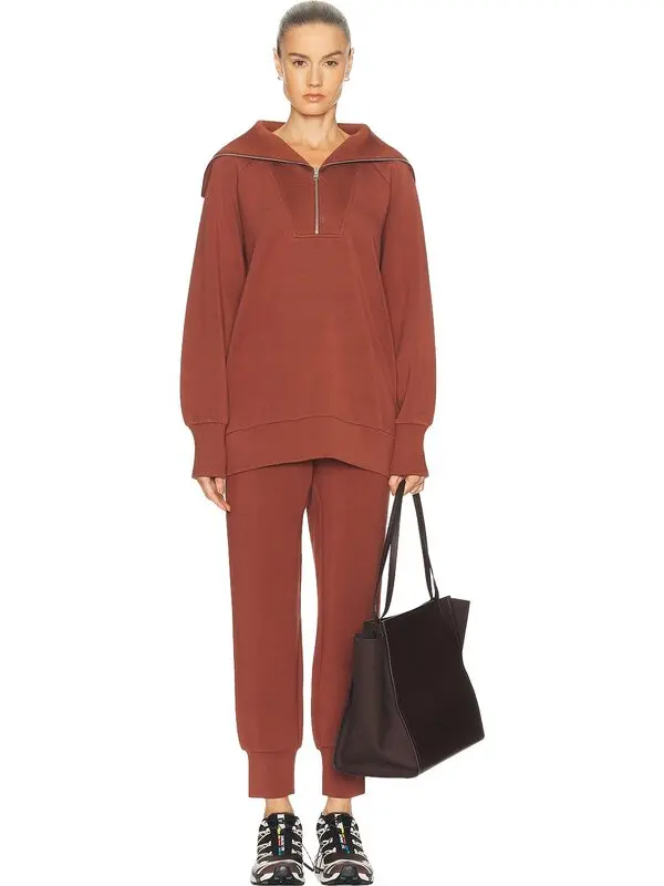 Varley Xina Half Zip Longline Sweater - Cinnamon