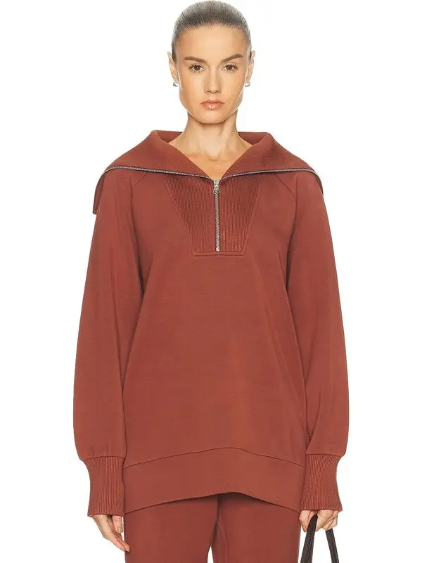 Varley Xina Half Zip Longline Sweater - Cinnamon